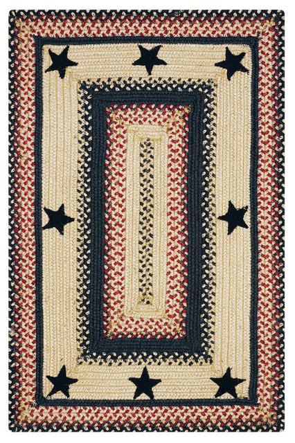 Homespice Decor Primitive Star-Gloucester Jute Braided Rug 4x6 ...