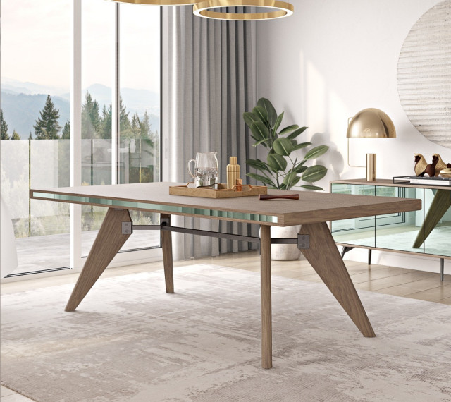 Modrest Kennedy Modern Walnut Dining Table - Midcentury - Dining Tables ...