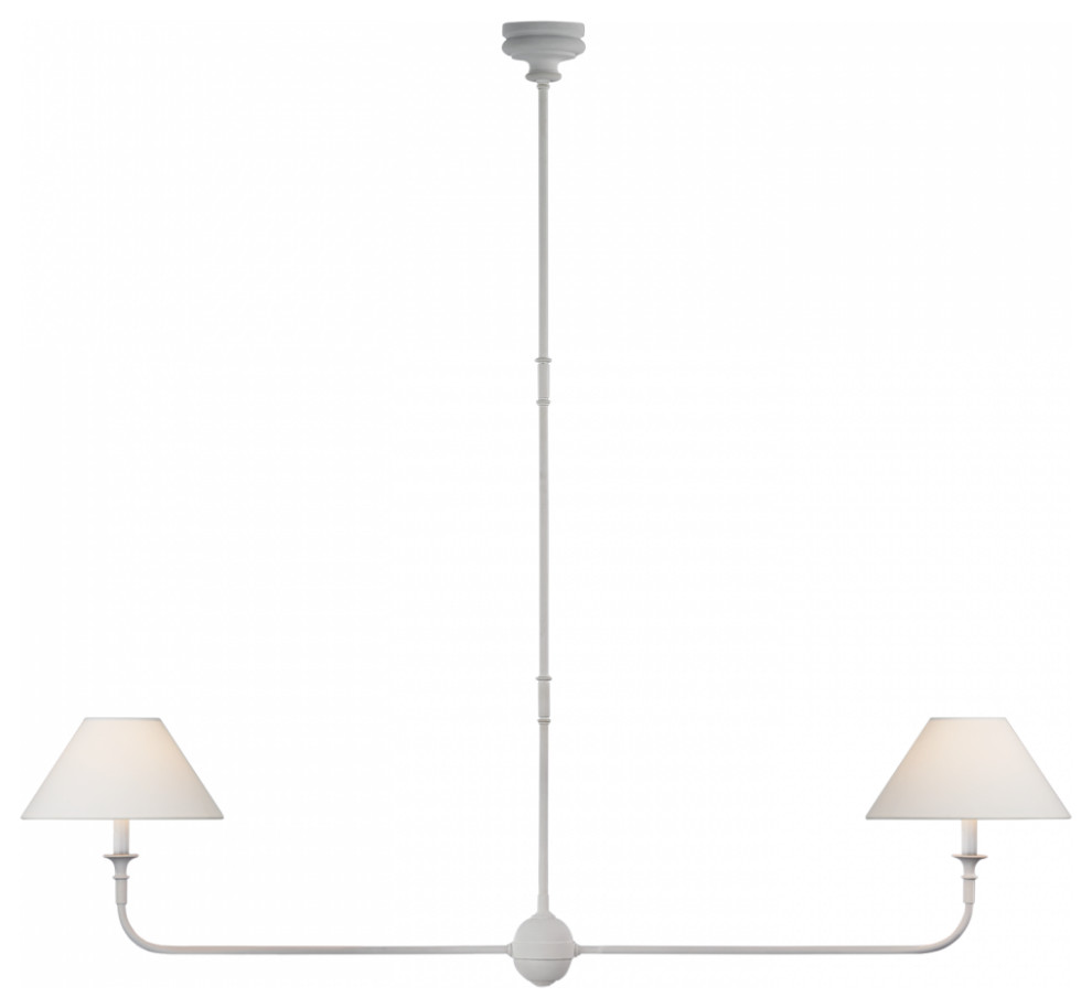 Piaf Large Two Light Linear Pendant, 2-Light, Plaster White, 62"W ...