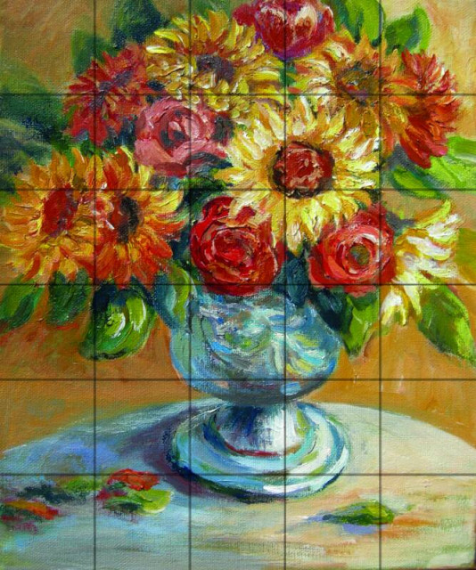 Tile Mural Kitchen Backsplash Summer Floral I-JM by Joanne Margosian ...