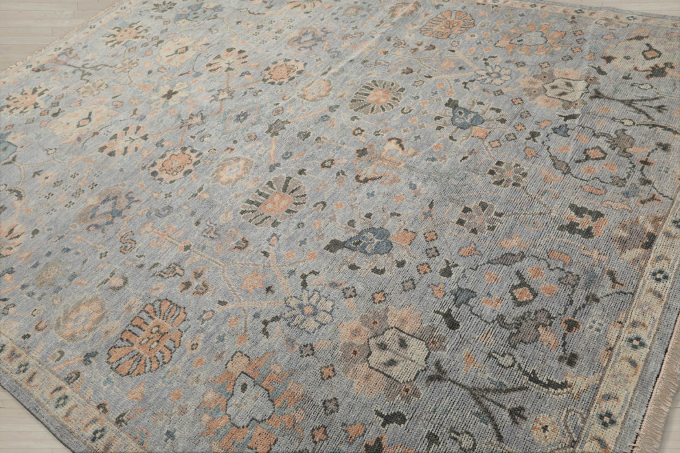 8'x10' Hand Knotted Wool Oriental Area Rug, Slate, Blue Color, 8x10 ...