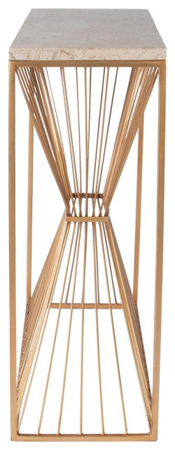 Cosmo Fossil Stone & Metal Console Table - Contemporary - Console ...