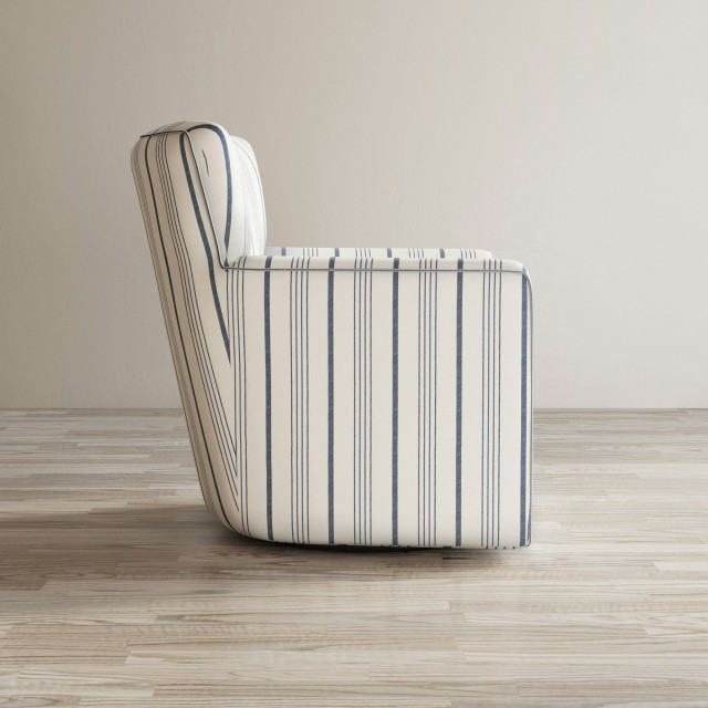 Blakely Blue Stripe Contemporary Swivel Accent Chair - Farmhouse ...