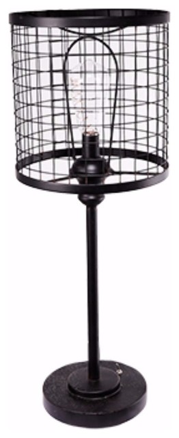 Sturdy Open Cage Led Metal Table Lamp, Black - Industrial - Table Lamps ...