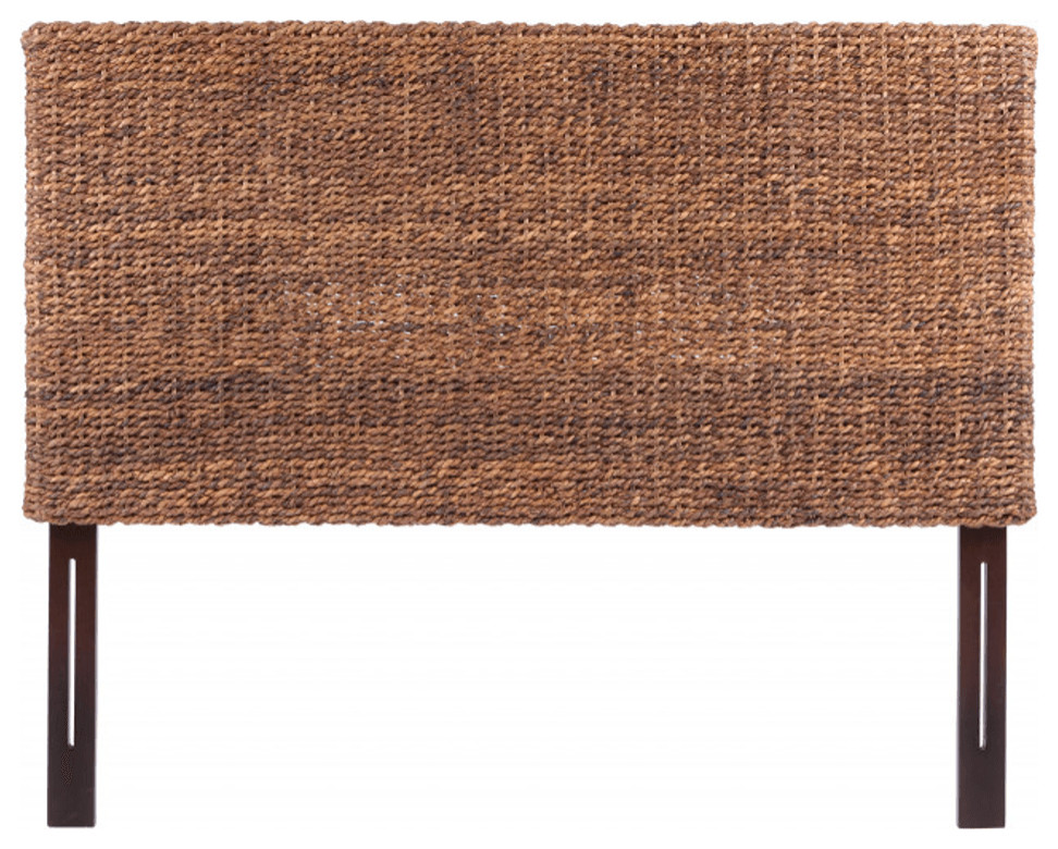 Brown Natural and Rustic Woven Banana Leaf Straight King Size Headboard ...
