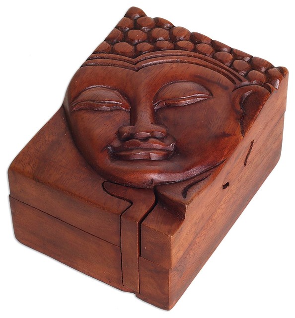 Glory of Buddha Wood Puzzle Box - Asian - Decorative Boxes - by NOVICA ...