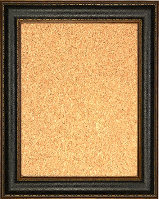 Framed Cork Board With Black Leather Look Design Frame Traditional