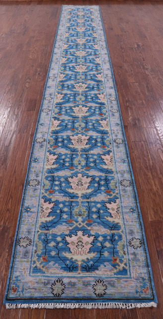 2' 8" X 18' 1" Runner William Morris Handmade Rug - Q19382, 2' 8" X 18 ...