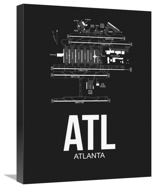 "ATL Atlanta Airport Black" Fine Art Print, 18" x 24" - Modern - Prints ...