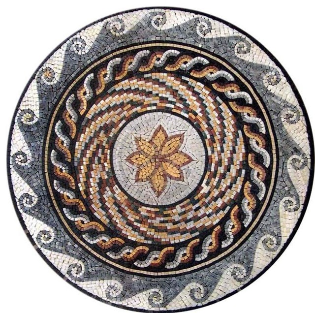 Roman Mosaic Art Flower, Ruva, 24" x 24" - Contemporary - Tile Murals ...