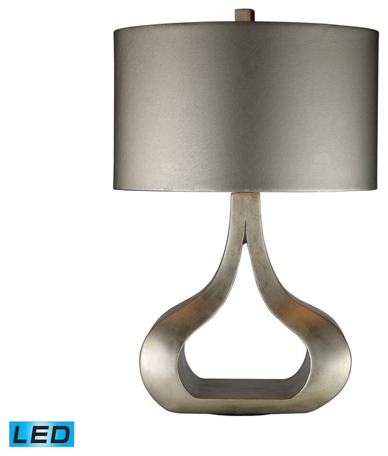 Carolina LED Table Lamp, Silver Leaf With Metallic Silver Shade ...