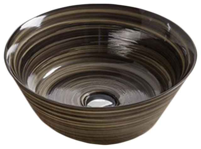 American Imagination 15.94"W Bathroom Vessel Sink, Black Swirl ...