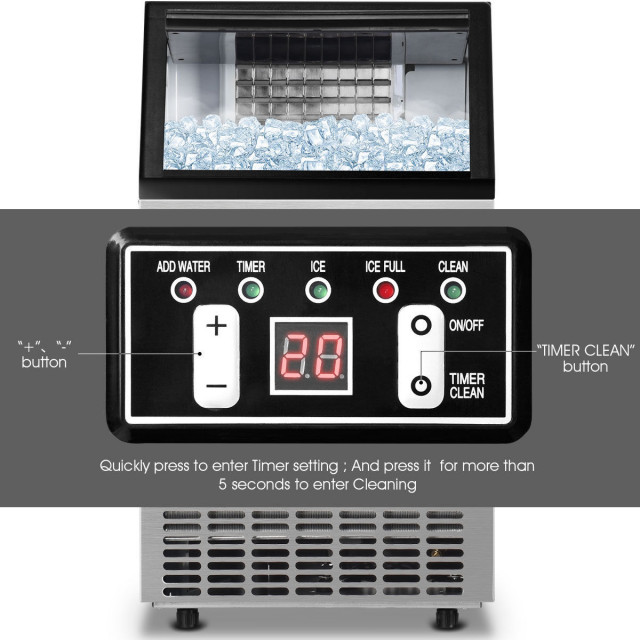Built-In Stainless Steel Commercial 110Lbs/24H Ice Maker Portable Ice ...