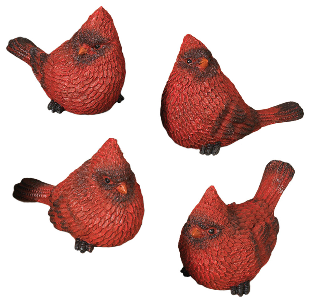 Set of 4 4-in high resin Cardinal figurine - Traditional - Holiday ...