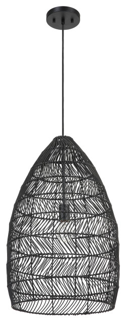 Nandi 1 Light Woven Black Pendant - Tropical - Pendant Lighting - by ...