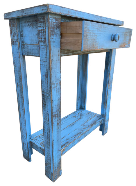 Small Accent Table With Drawer, Blue - Farmhouse - Side Tables And End ...