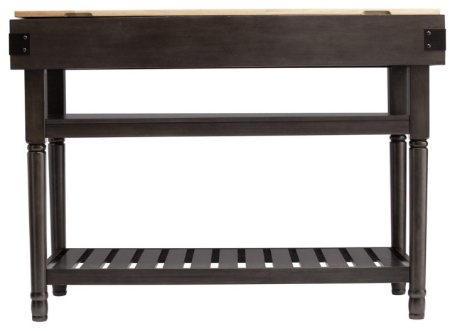 Brown and Natural 48" Kitchen Island With Storage - Transitional ...