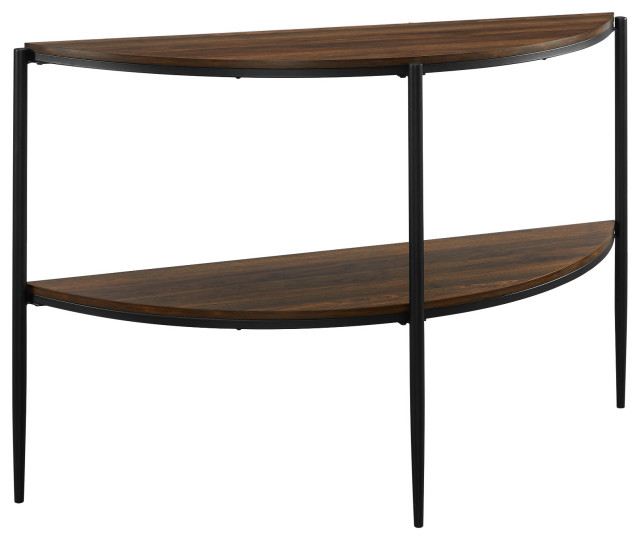 Ella 48" Half Round Tiered Entry Table, Dark Walnut - Industrial ...