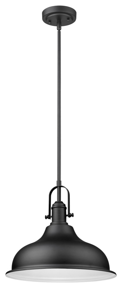 Matte Black Hanging Light with Dome Shade - Traditional - Pendant ...