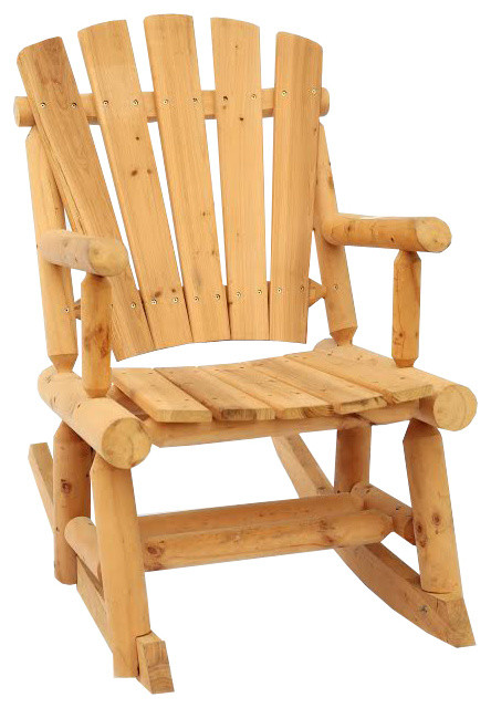 Outdoor Log Adirondack Rocker, Rocking Chair, Natural Wood - Rustic ...