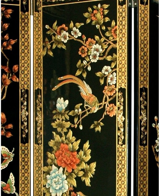 6' Tall Four Seasons Flowers Screen - Asian - Screens And Room Dividers ...