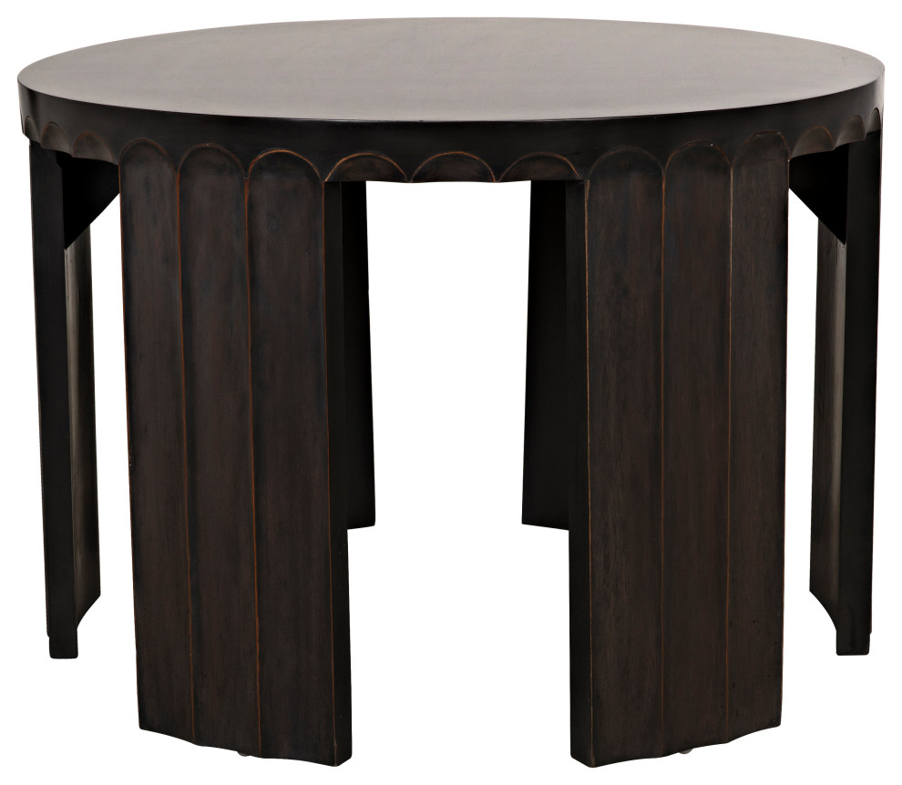 Fluted Side Table, Pale With Light Brown Trim - Transitional - Side ...
