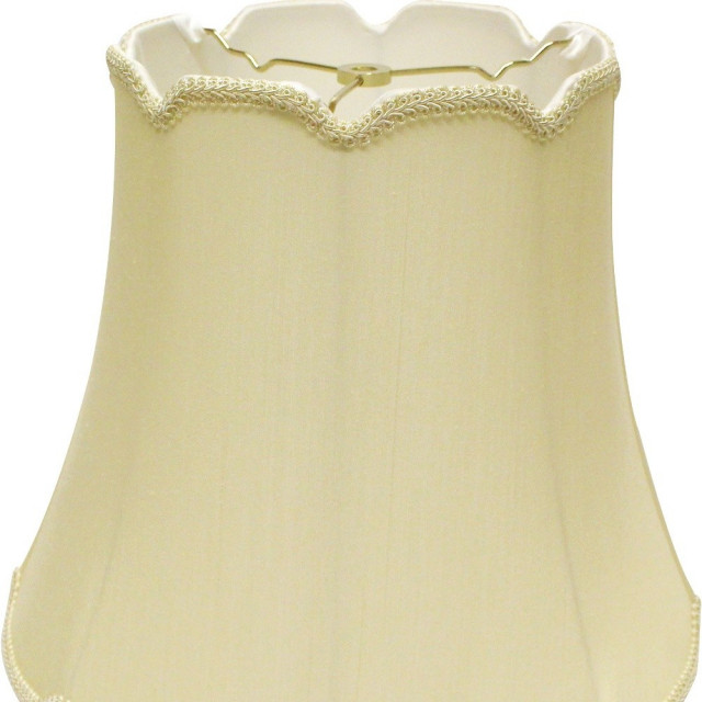 16" Antique White Empire Slanted Cylinder Scroll Edge Silk Lampshade ...