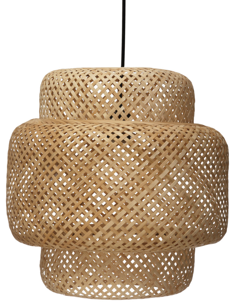 Handwoven Bamboo Ceiling Light, Natural - Tropical - Pendant Lighting ...
