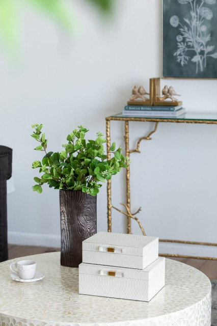 Snake Print Decorative Rectangular Boxes with Gold and Acrylic Handles ...