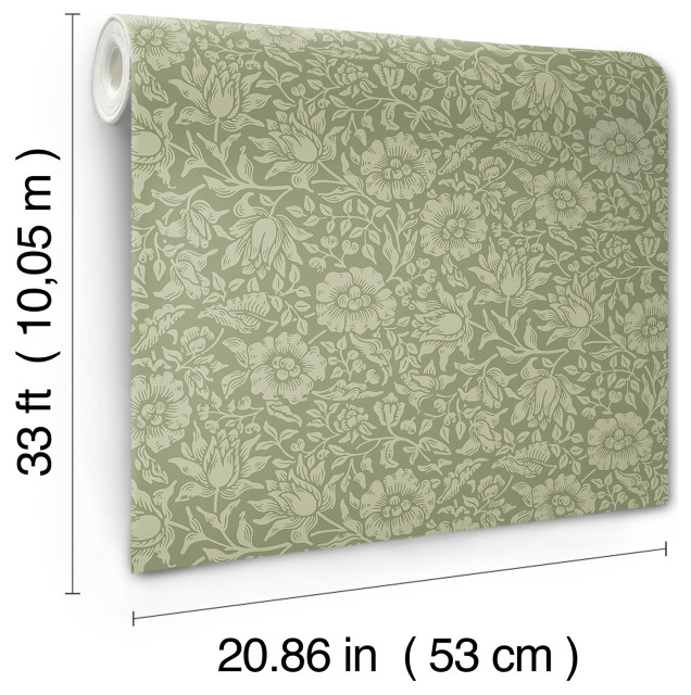 Mallow Green Floral Vine Wallpaper, Bolt - Contemporary - Wallpaper ...