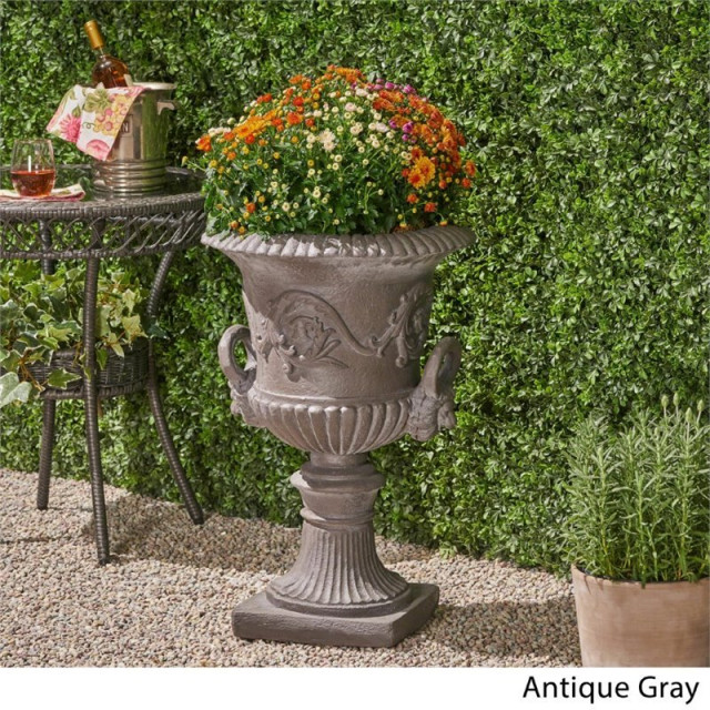 Noble House Adonis Outdoor Roman Chalice Garden Urn Planter in Antique ...