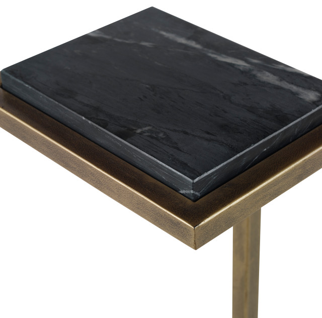Transitional 10" x 23" Metal Black Martini Table, 10-in W x 8-in D x 23 ...
