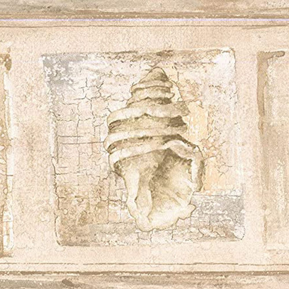 Classic Sea Beige Seashells Wallpaper Border 7"x15' Kb75519 - Beach ...