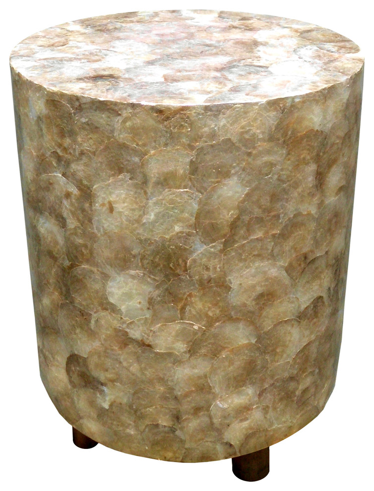 Capiz Shell Round Stool - Beach Style - Accent And Garden Stools - by D ...