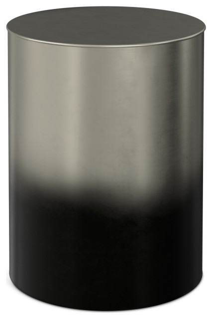 Curtis Metal Cylinder Accent Table, Ombre Black /Silver - Transitional ...