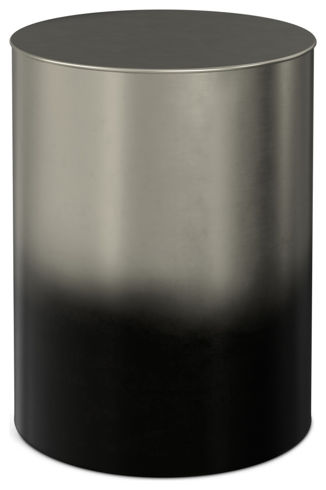 Curtis Metal Cylinder Accent Table, Ombre Black /Silver - Transitional ...