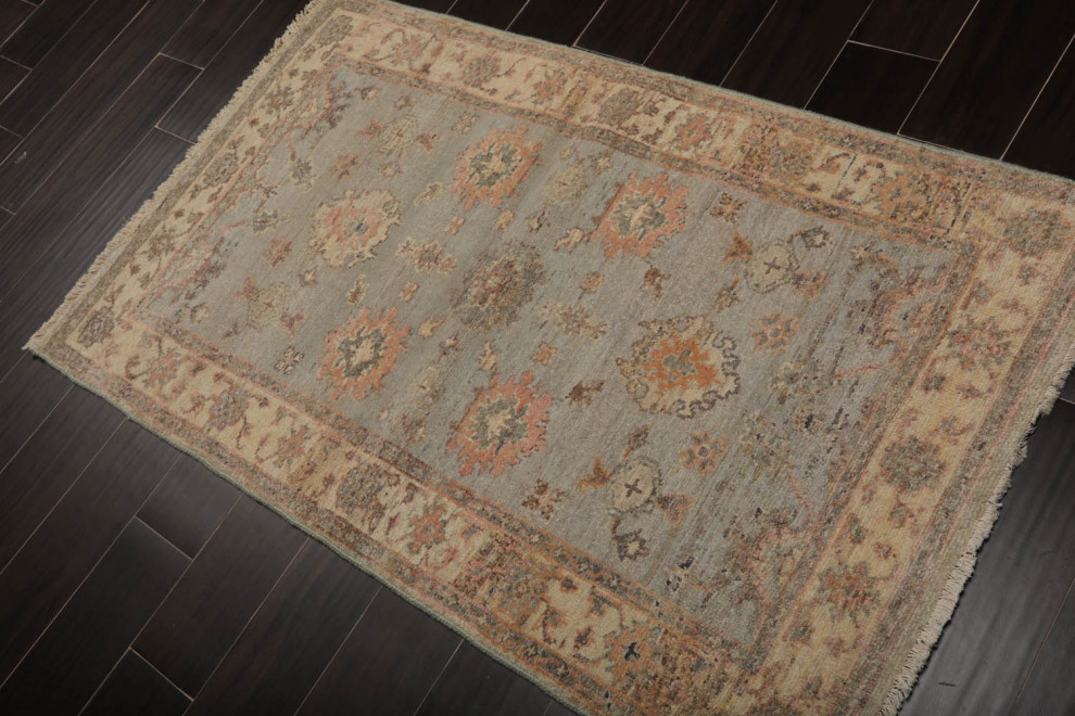 3'x5' Hand Knotted Wool Oushak Oriental Area Rug, Mint, Ivory Color ...