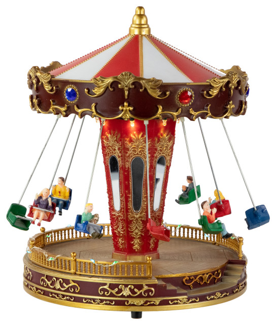 10.75" Animated & Musical Carnival Carousel LED Christmas Village ...