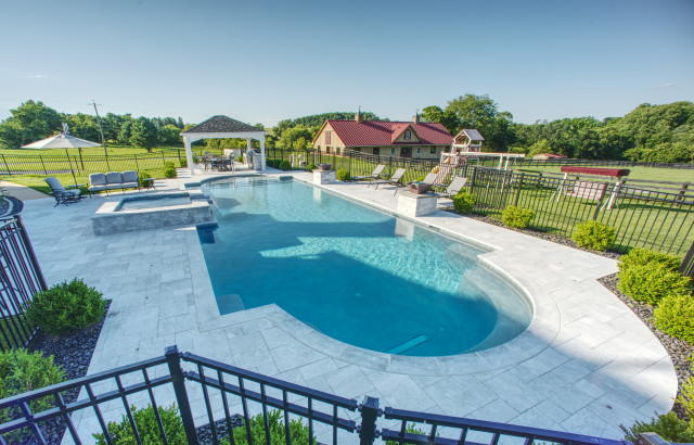 Custom Inground Pool With Firebowls Spa And Pergola Modern