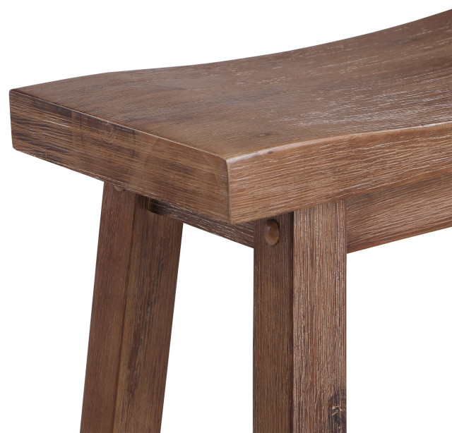 Wooden Frame Saddle Seat Counter Height Stool With Angled Legs, Brown ...