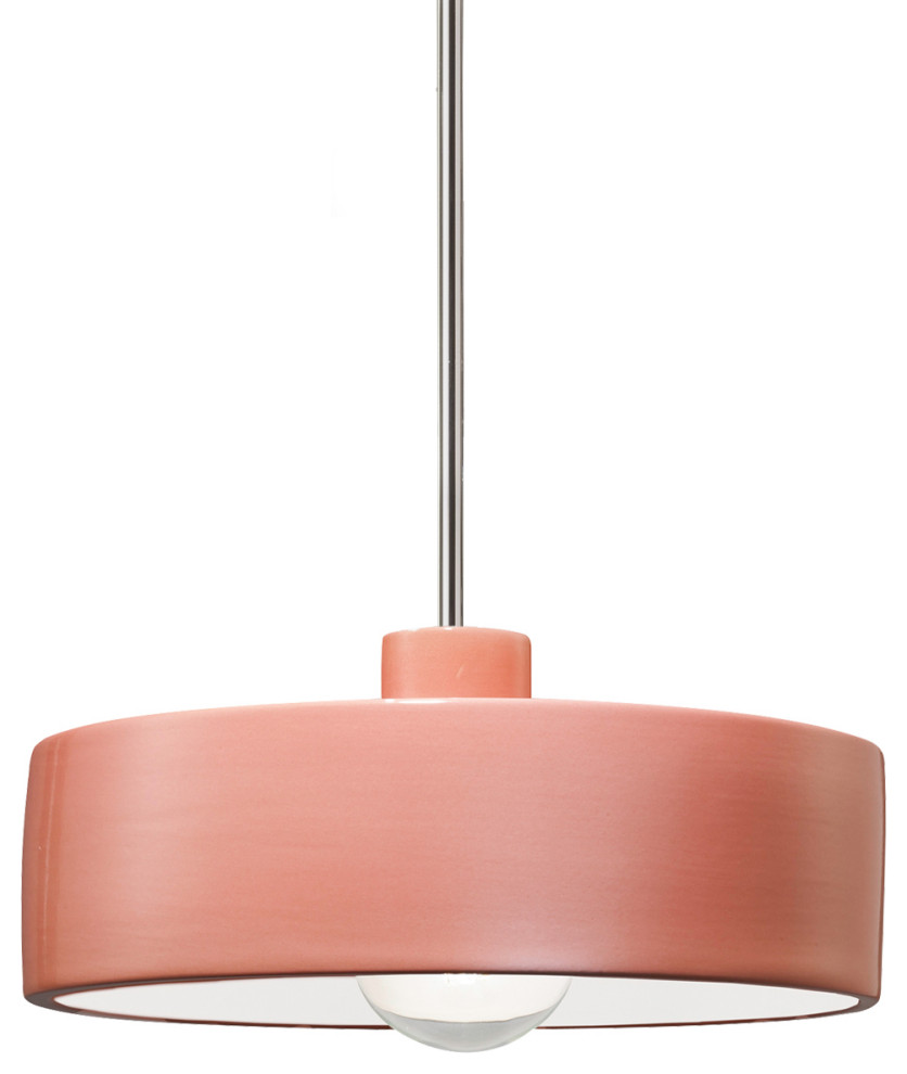 Radiance Dish Pendant, Gloss Blush, Polished Chrome, Rigid Stem, E26 ...