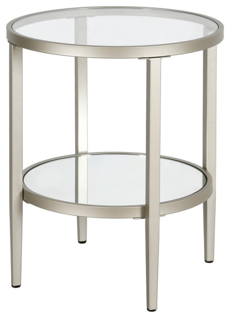 Henn&Hart 20" Antique Brass Finish Metal/Glass Side Table ...