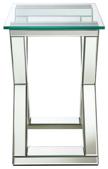 Elegant End Table, X-Base With Acrylic Rhinestone Encrusted Accents ...