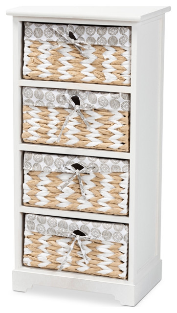 Modern Transitional White Finished Wood 4-Basket Storage Unit - Beach ...