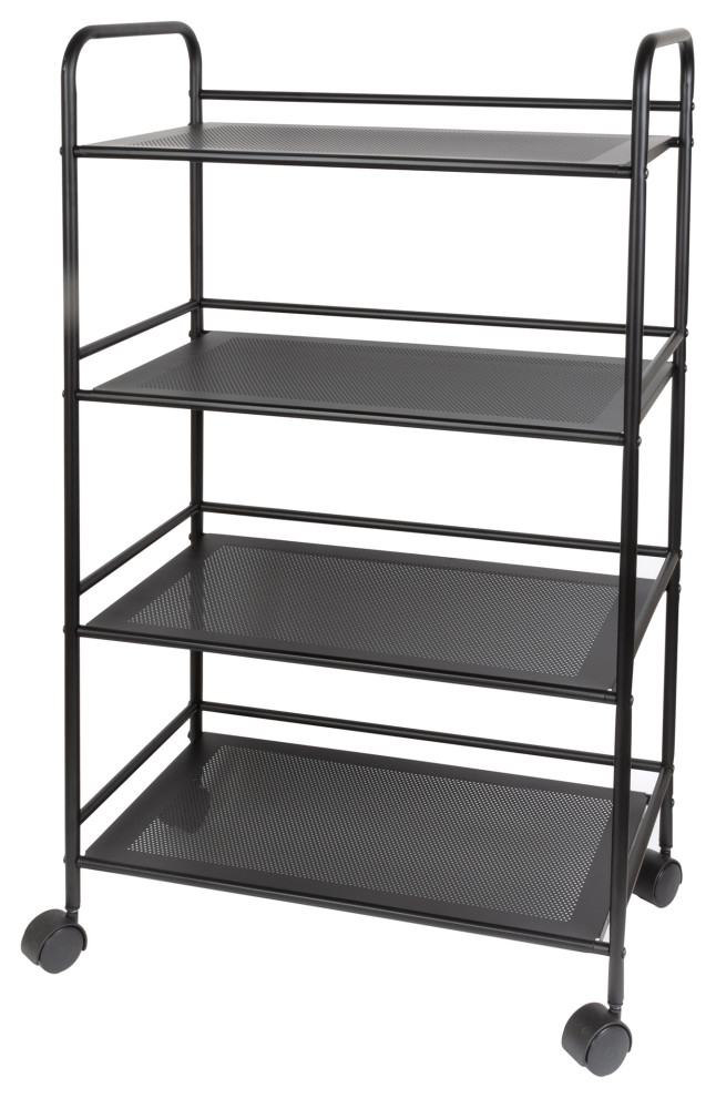 4 Tier Metal Cart with Wheels, Black - Utility Carts - by Richards ...