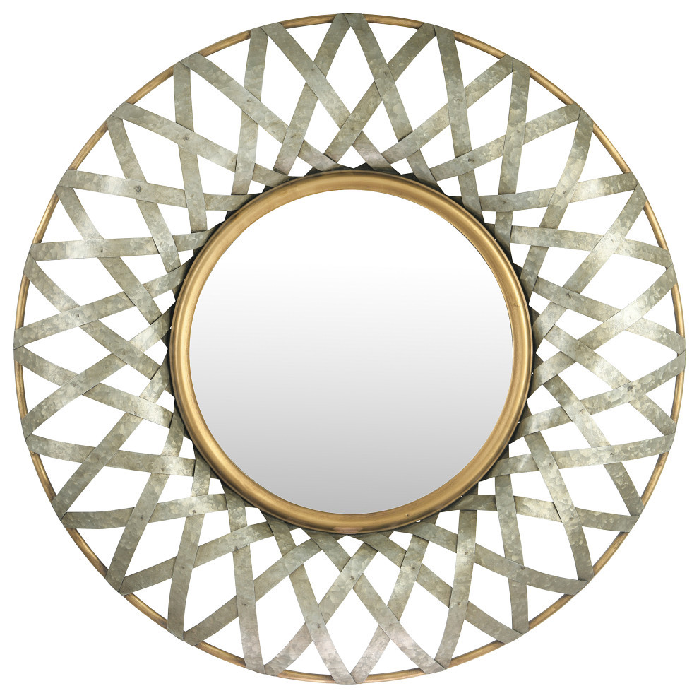 Round Metal Wall Mirror With Gold and Galvanized Finish - by Olive ...