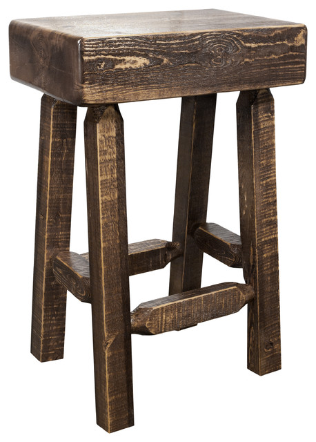 Homestead Counter Height Half Log Bar Stool, Stain and Lacquer Finish ...
