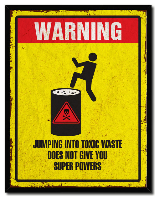 Warning Jumping Into Toxic Waste Warning Sign, Canvas, Picture Frame ...