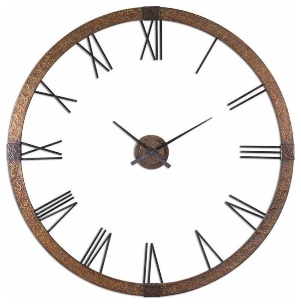 Bowery Hill 60" Copper Wall Clock in Hammered Copper Sheeting ...