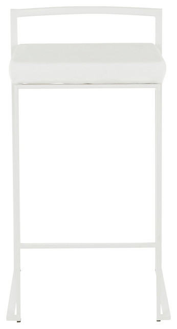 Lumisource Fuji Stackable Counter Stool, White With White Velvet, Set ...